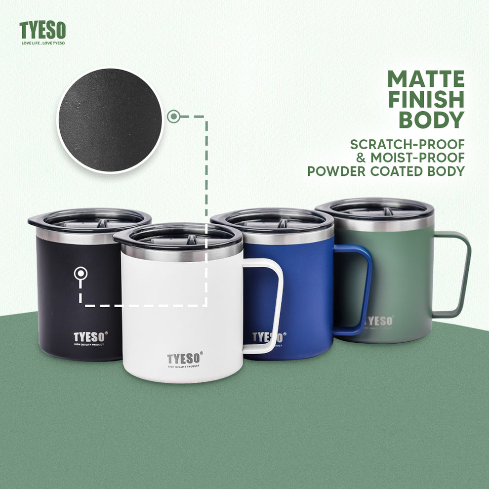 Tyeso 400ml Stainless Steel Coffee Mug with Handle & Lid Wide Mouth Mu ...